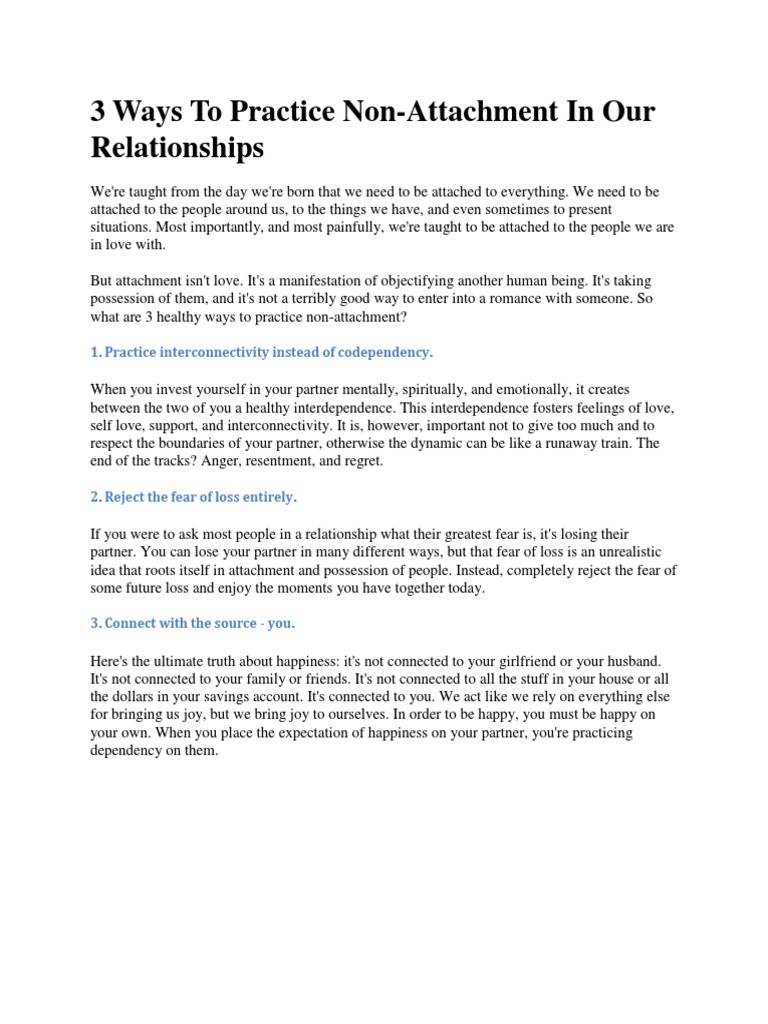 3 Ways To Practice Non-Attachment in Our Relationships | PDF
