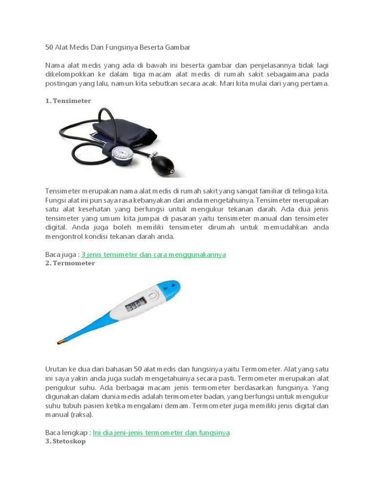 50 Alat Medis Dan Fungsinya Beserta Gambar | PDF