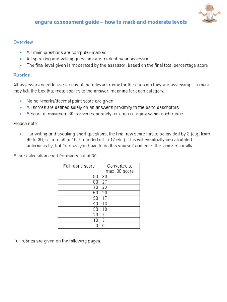 Enguru Assessment Marking Guidelines | PDF | Vocabulary | Word