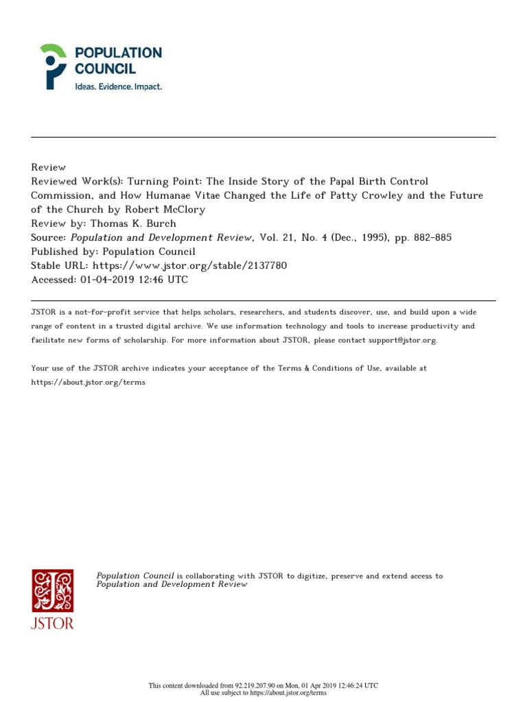 The Inside Story of The Papal Birth Control | PDF | Catholic Church