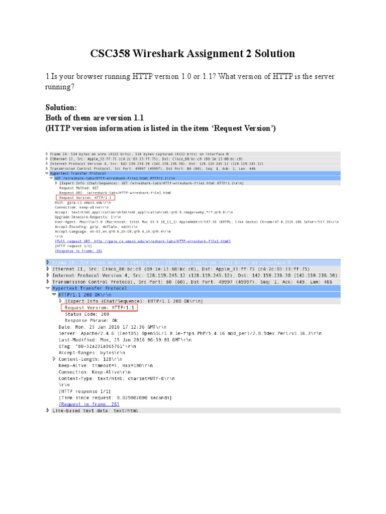 CSC358 Wireshark Assignment 2 Solution | PDF | Hypertext Transfer Protocol | Network Architecture