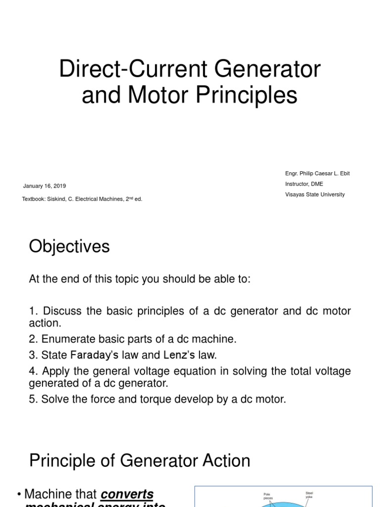 Lecture 1 - Direct-Current Generator and Motor Principles | PDF ...