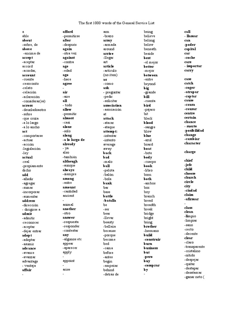 General Service List | PDF | Ocio