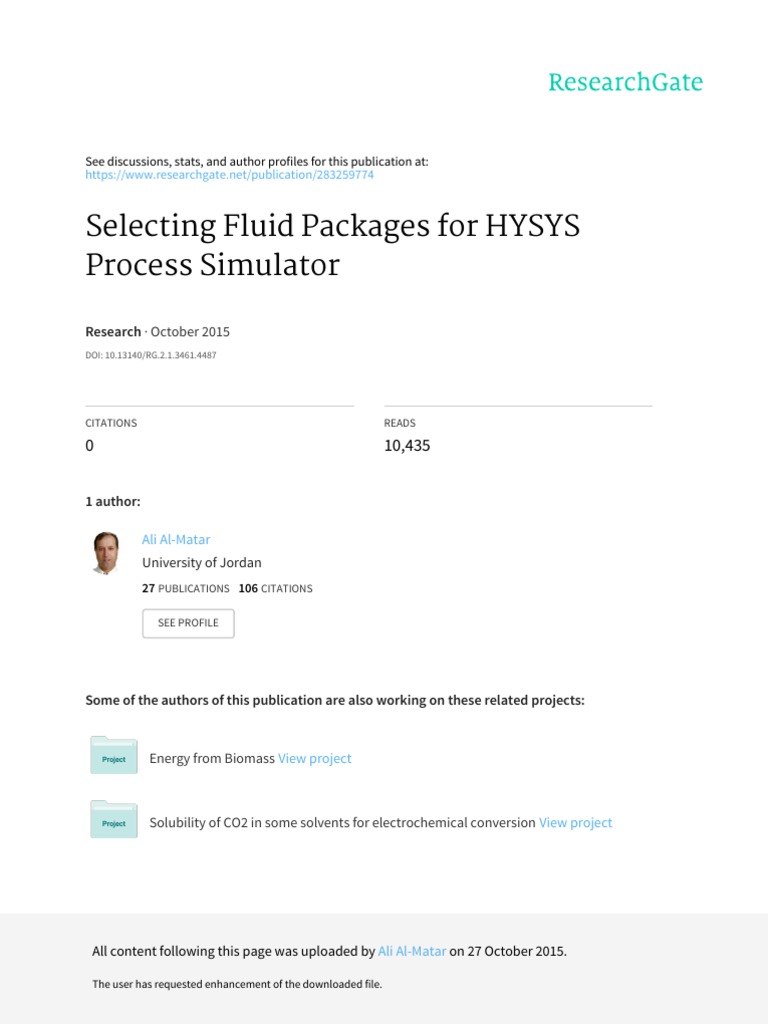 Hysys Tutorial | PDF | Physical Chemistry | Continuum Mechanics