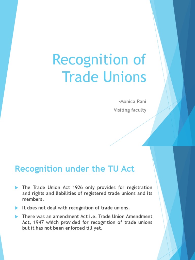 Recognition of Trade Unions | PDF | Trade Union | Supreme Court Of India