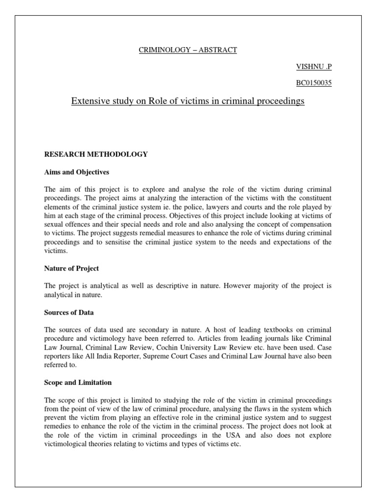 Abstract, CRIMINOLOGY | PDF | Victimology | Crime & Violence