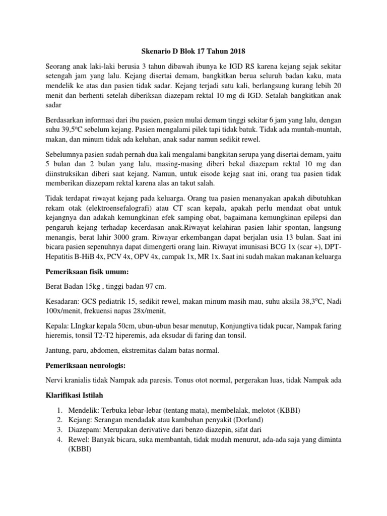 Skenario D Blok 17 Tahun 2018 | PDF | Sains & Matematika
