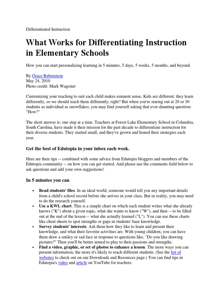 Effective Differentiated Instruction Tips | PDF | Differentiated ...