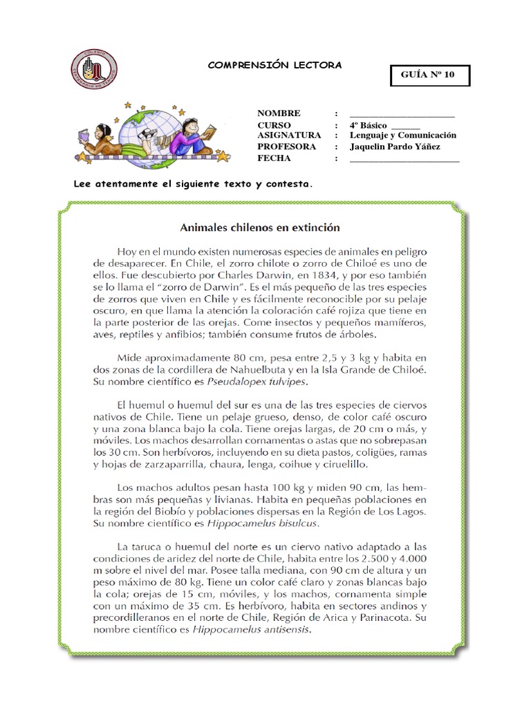 COMPRENSIÓN LECTORA 10 Texto Informativo | PDF