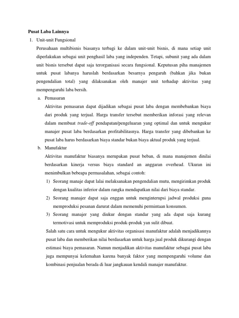 Pusat Laba Lainnya | PDF