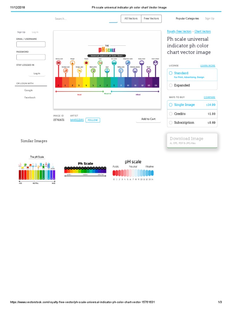 PH Scale Universal Indicator PH Color Chart Vector Image: Similar ...
