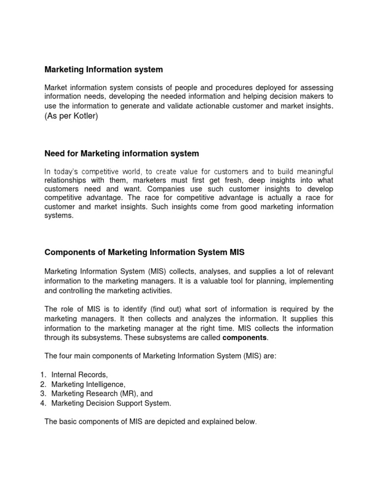 Marketing Information System | PDF | Marketing Research | Marketing