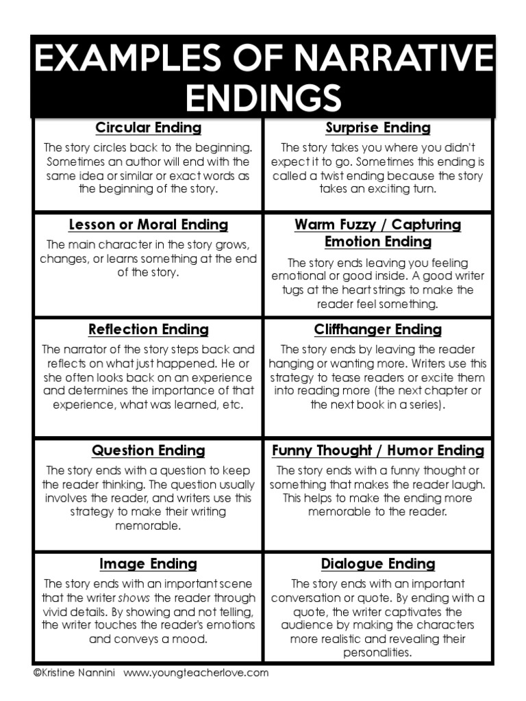 WritingEndingsAnchorChart PDF | PDF | Narration
