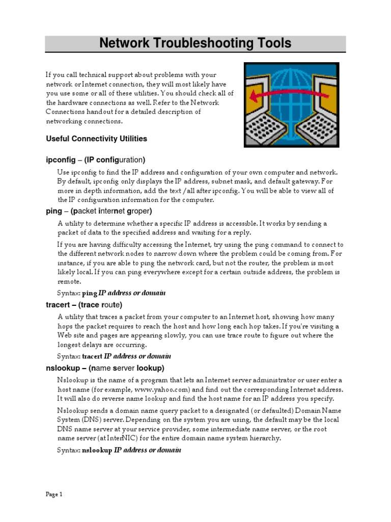 Network Troubleshooting Tools PDF | PDF | Domain Name System | Ip Address