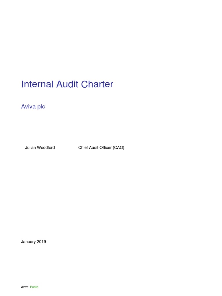 Aviva PLC Internal Audit Charter January 2019 | PDF | Internal Audit | Risk Management