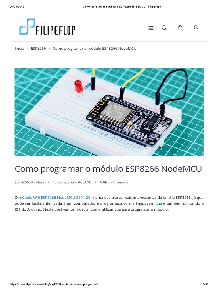 Como Programar o Módulo ESP8266 NodeMCU - FilipeFlop | PDF | Protocolo de transferência de ...