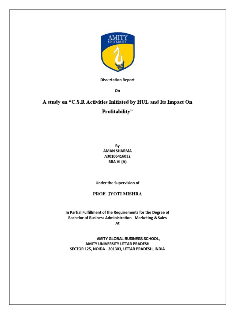 A Study On CSR Activities Initiated by Hul and Its Impact On Profitability | PDF | Research ...