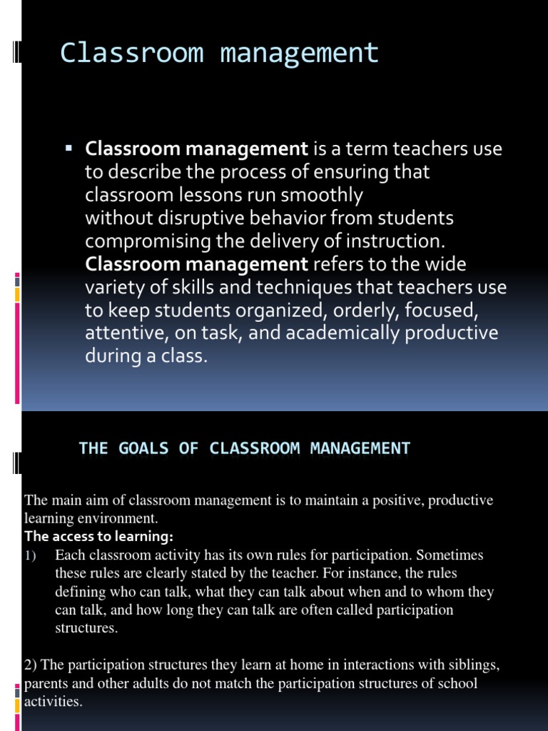 Goals of Effective Classroom Management | PDF | Classroom Management ...