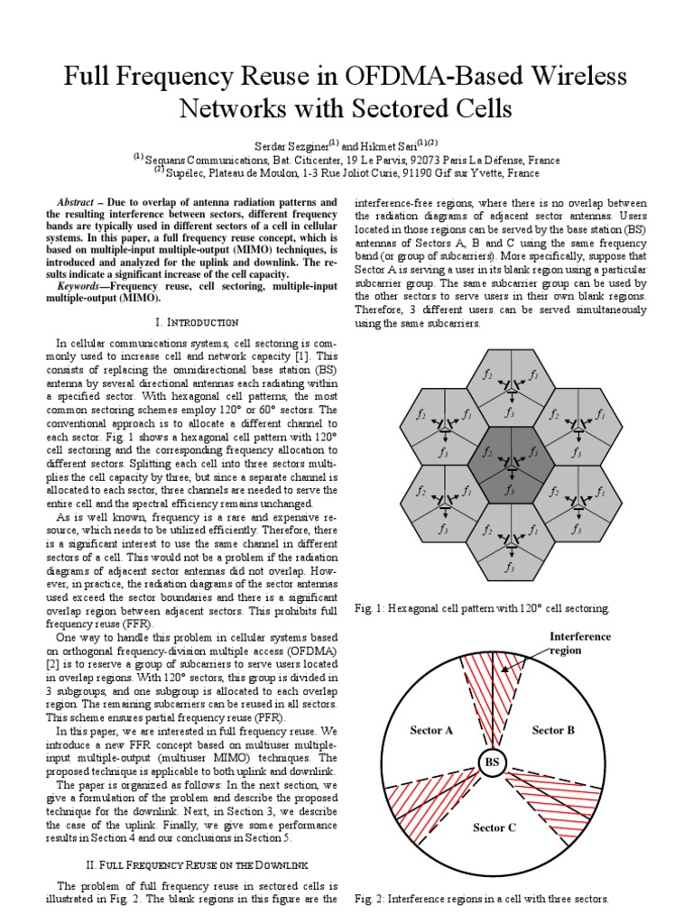 Full Frequency Reuse in OFDMA-Based Wireless Networks With Sectored Cells | Download Free PDF ...