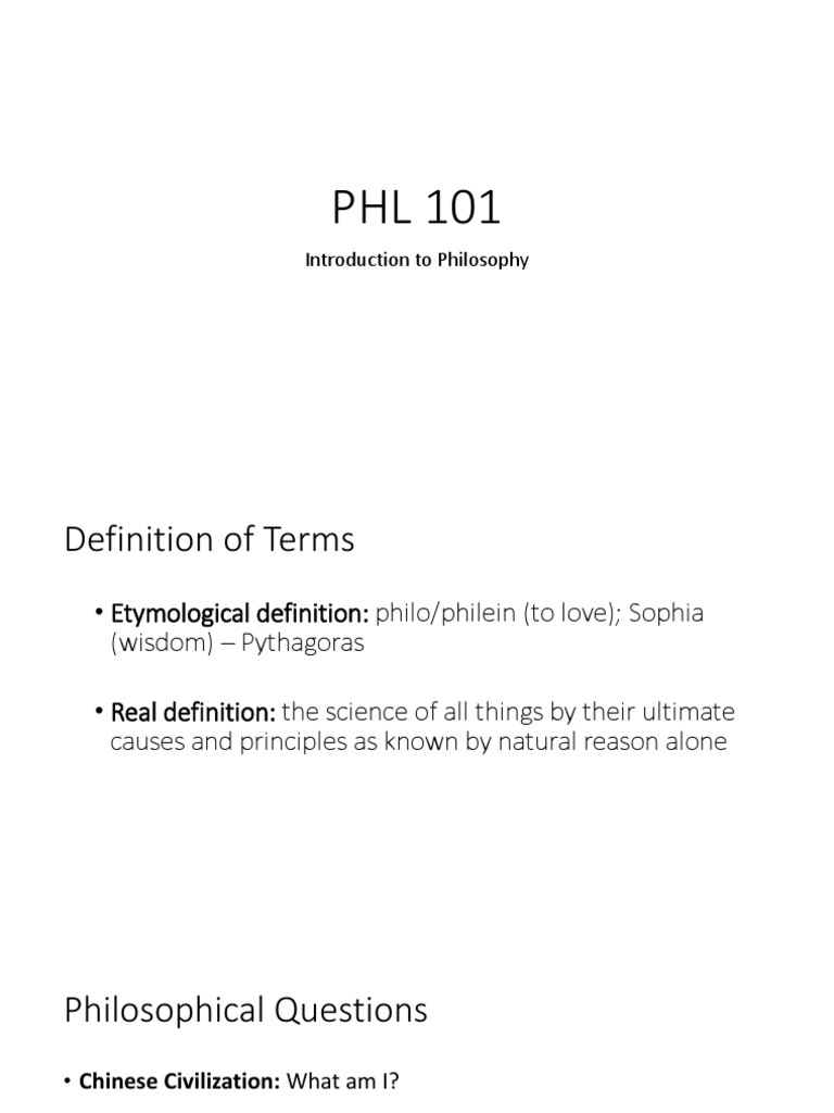 PHL 101 Lecture 1 Intro | PDF | Metaphysics | Western Philosophy PHL 101 Lecture 1 Intro | PDF | Metaphysics | Western Philosophy