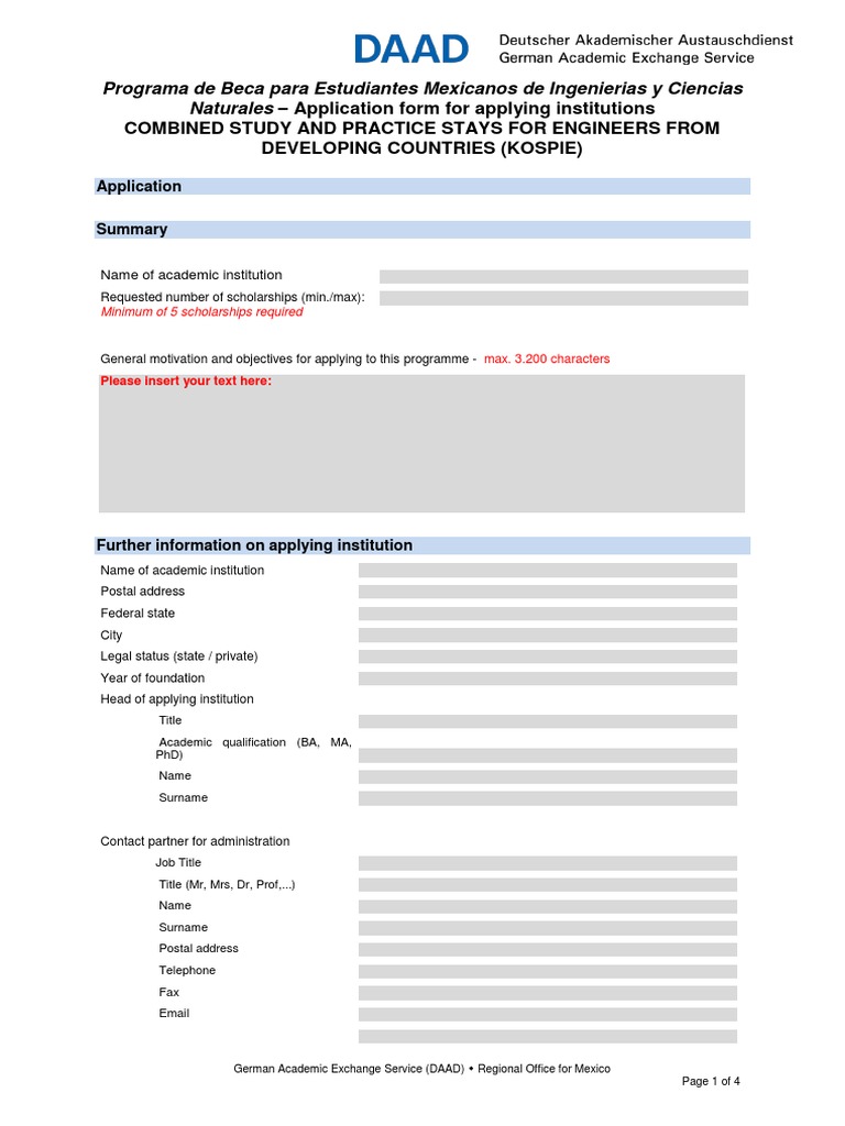 03 Application Format Programa de Beca DAAD | PDF | Learning | Business