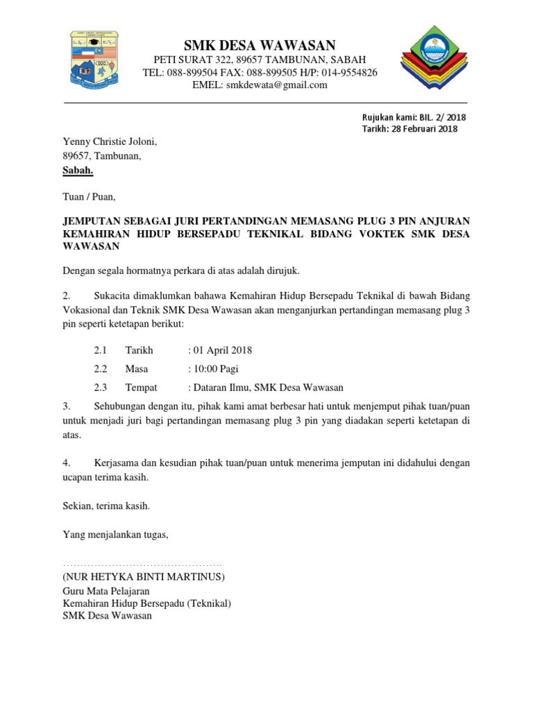 Surat Jemputan Juri | PDF | Griya & Taman