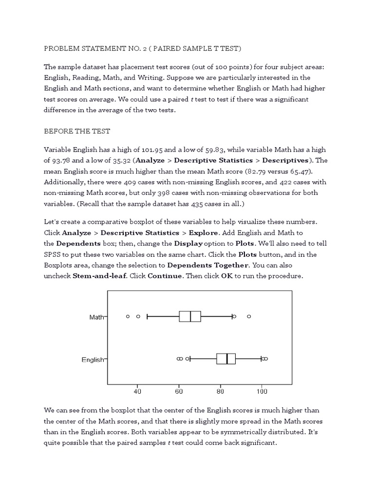 Paired Samples T Test - Activity Sheet | PDF | Student's T Test ...