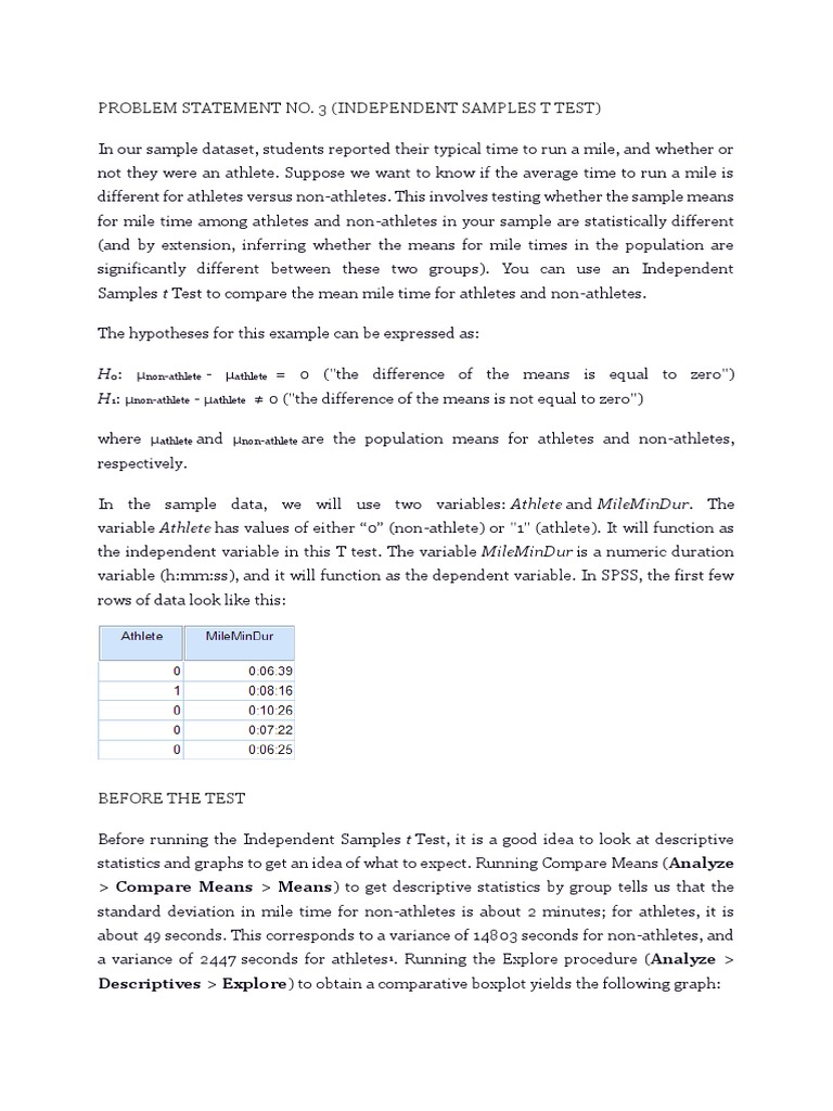 Independent Samples T Test - Activity Sheet | PDF | Student's T Test ...