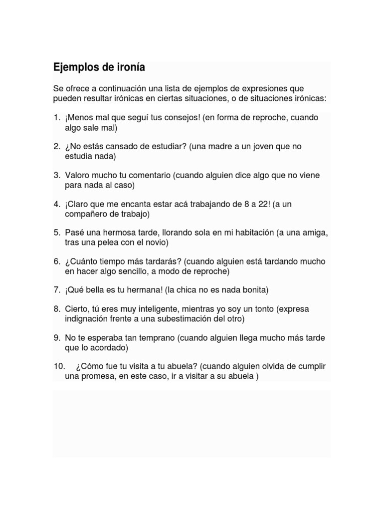 Ejemplos de Ironía | PDF | Ocio