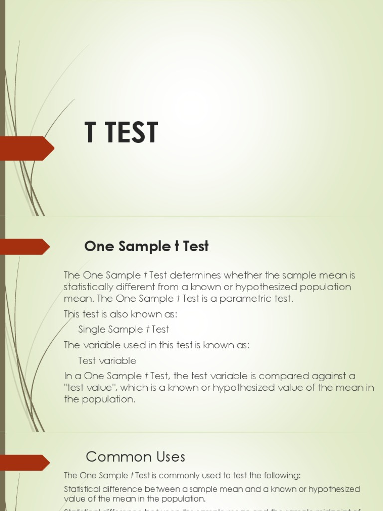 T TEST Lecture | PDF | Student's T Test | P Value