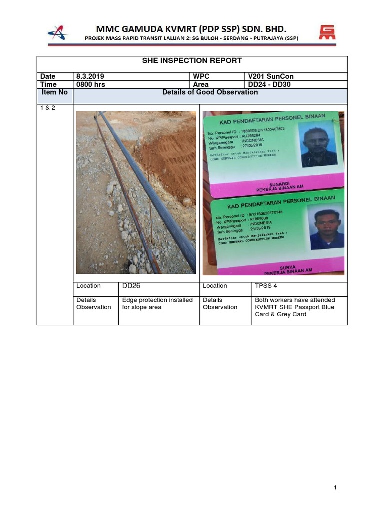 SHE Inspection Report Highlights Areas for Safety Improvement at ...