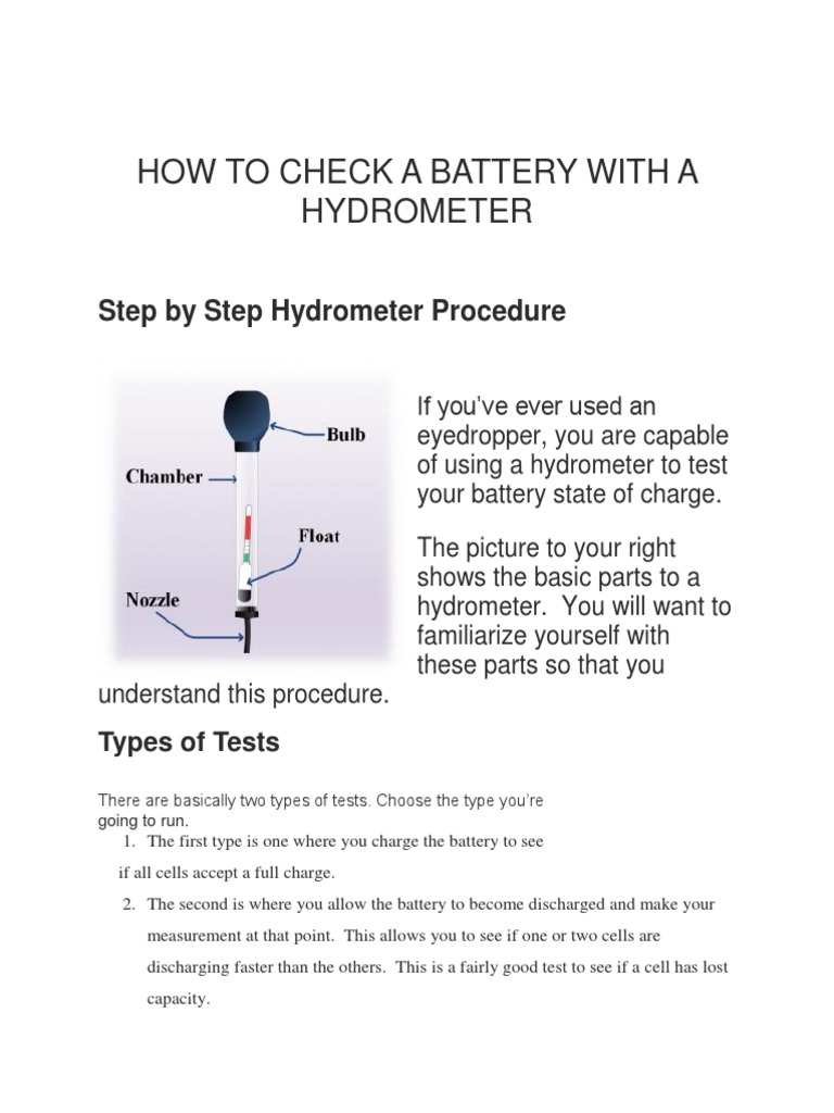 Battery Hydrometer Testing Guide | PDF | Nature