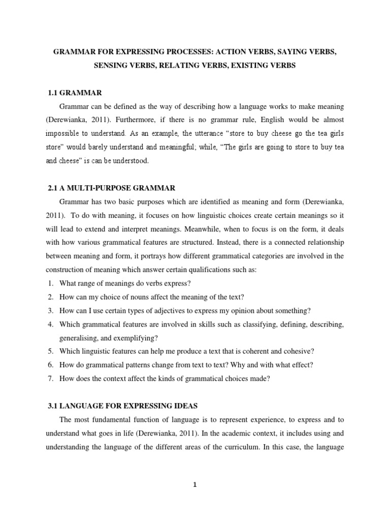 Language For Expressing Ideas | PDF | Verb | Grammar