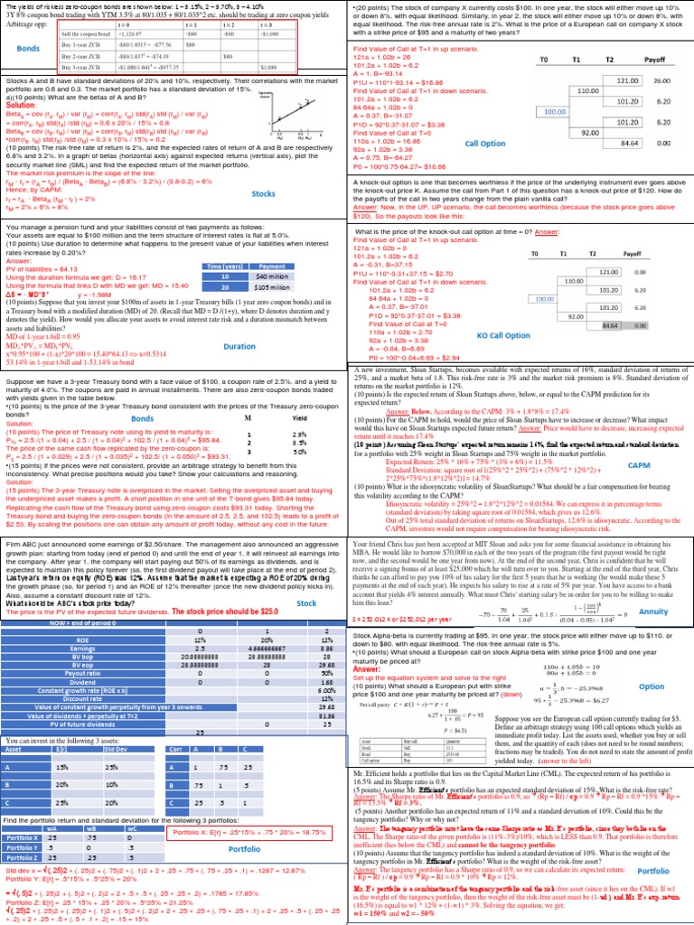 Fin Sheet Case | PDF | Put Option | Option (Finance)