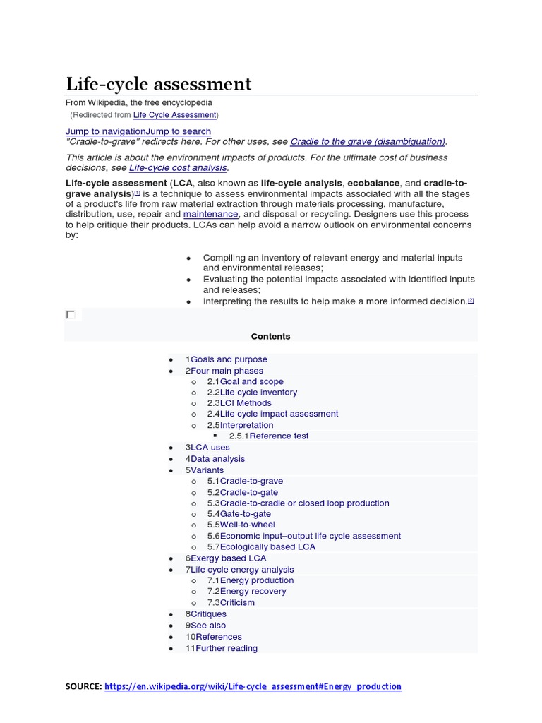 Life-Cycle Assessment: Jump To Navigationjump To Search | PDF | Life ...
