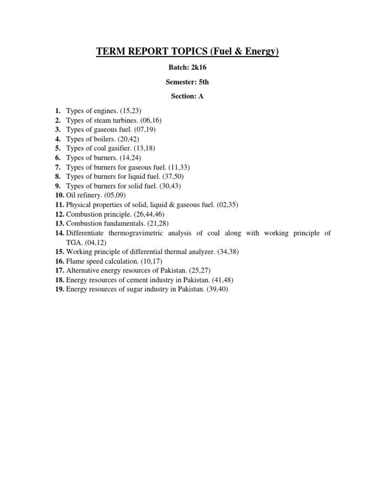 Term Report Topics | PDF