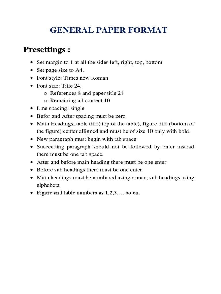 Presettings:: General Paper Format | PDF | Typefaces | Bracket