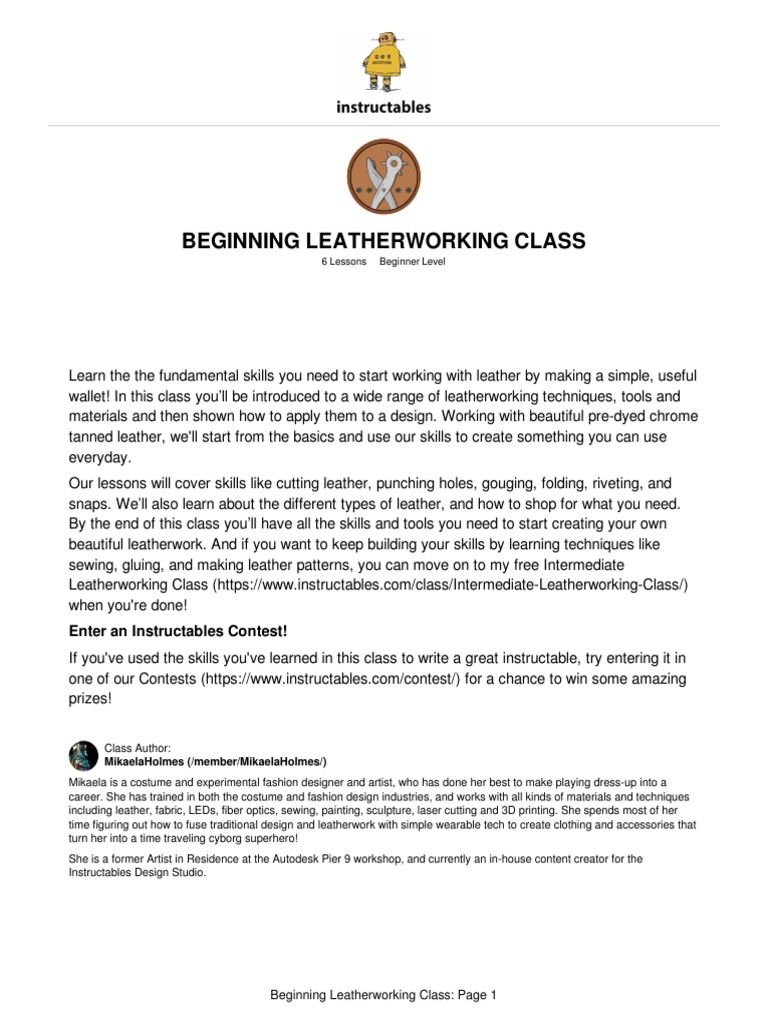 Beginning Leatherworking Class PDF | PDF | Blade | Knife