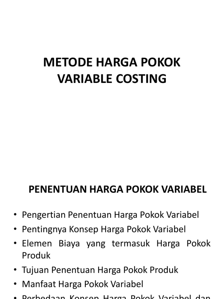Bab 5 - Metode Harga Pokok Variable Costing | PDF