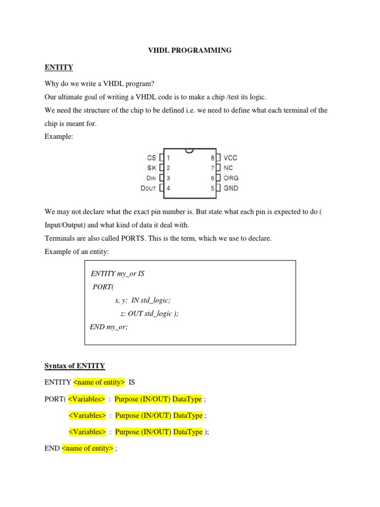 VHDL Class 1 Entity | PDF | Computers | Technology & Engineering