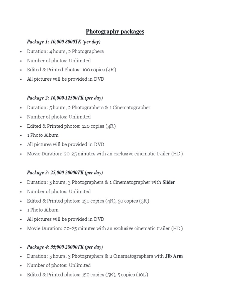 Photography Packages | PDF