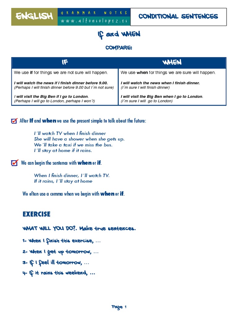 Conditionals When If | PDF
