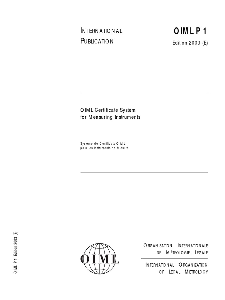 Oiml P1 - 2003 | PDF | Metrology | Evaluation