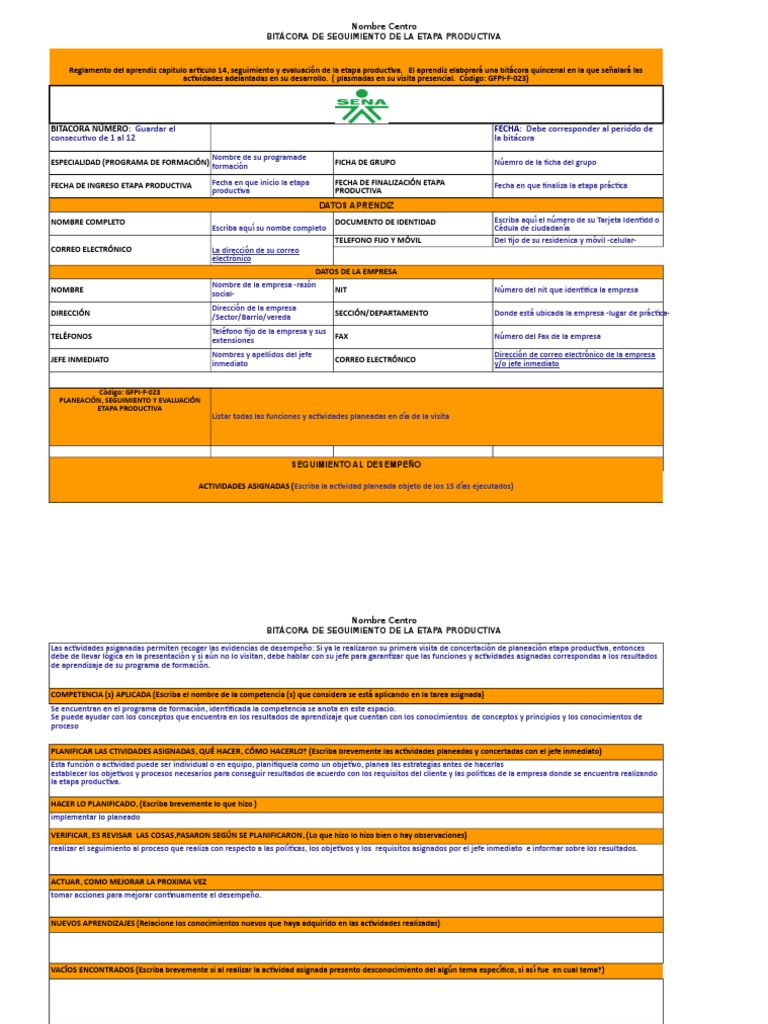 Formato Bitacora.xls | Planificación | Aprendizaje