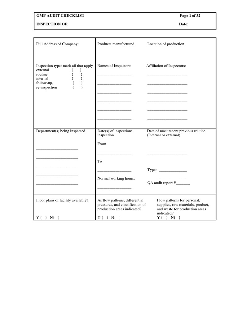 GMP-Audit check list.docx | Hvac | Quality Assurance