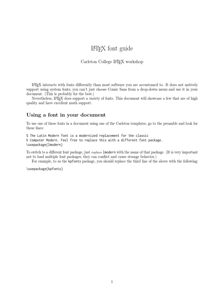 L TEX Font Guide: Using A Font in Your Document | PDF | Permutation ...