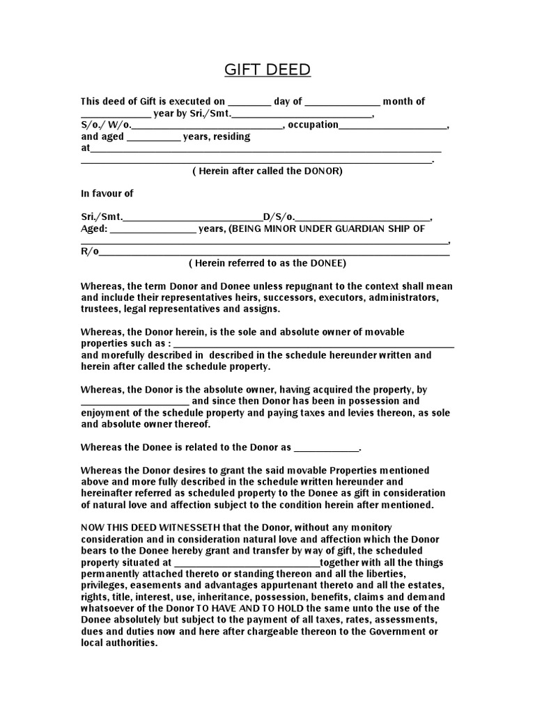 Gift Deed | PDF | Power Of Attorney | Property