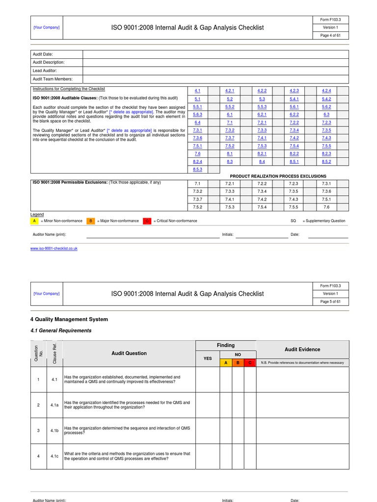 Internal Audit Checklist Example | PDF | Quality Management System ...