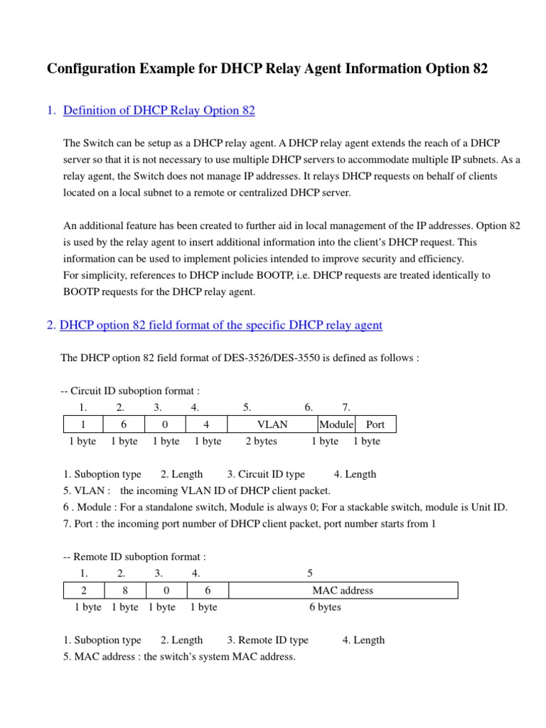 DHCP Relay Option 82 How To | PDF | Ip Address | Port (Computer Networking)