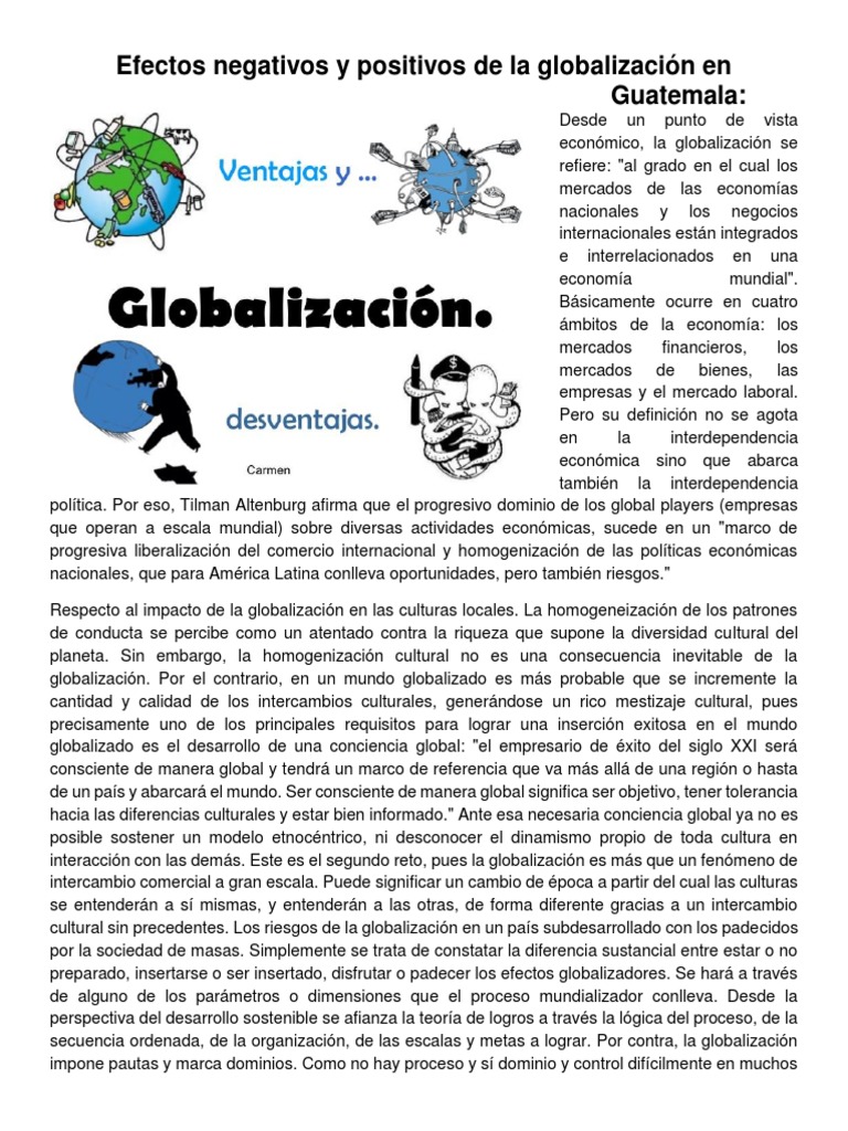 aspectos positivos y negativos de la globalizacion en guatemala.docx | Globalización | Fondo ...